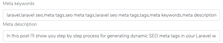 Create dynamic SEO meta-tags in Laravel website with example code